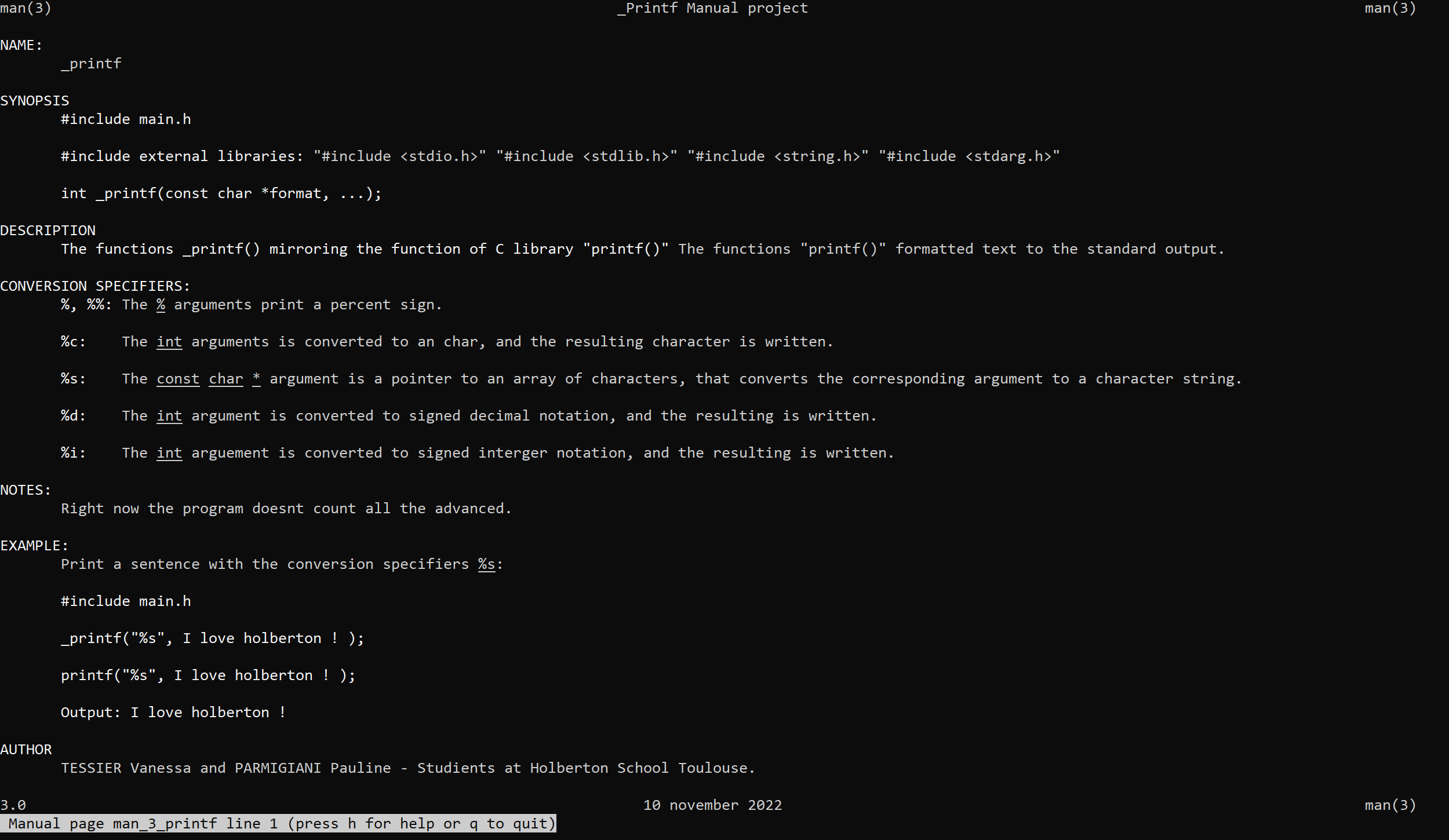 Github Paulineparholbertonschool Printf
