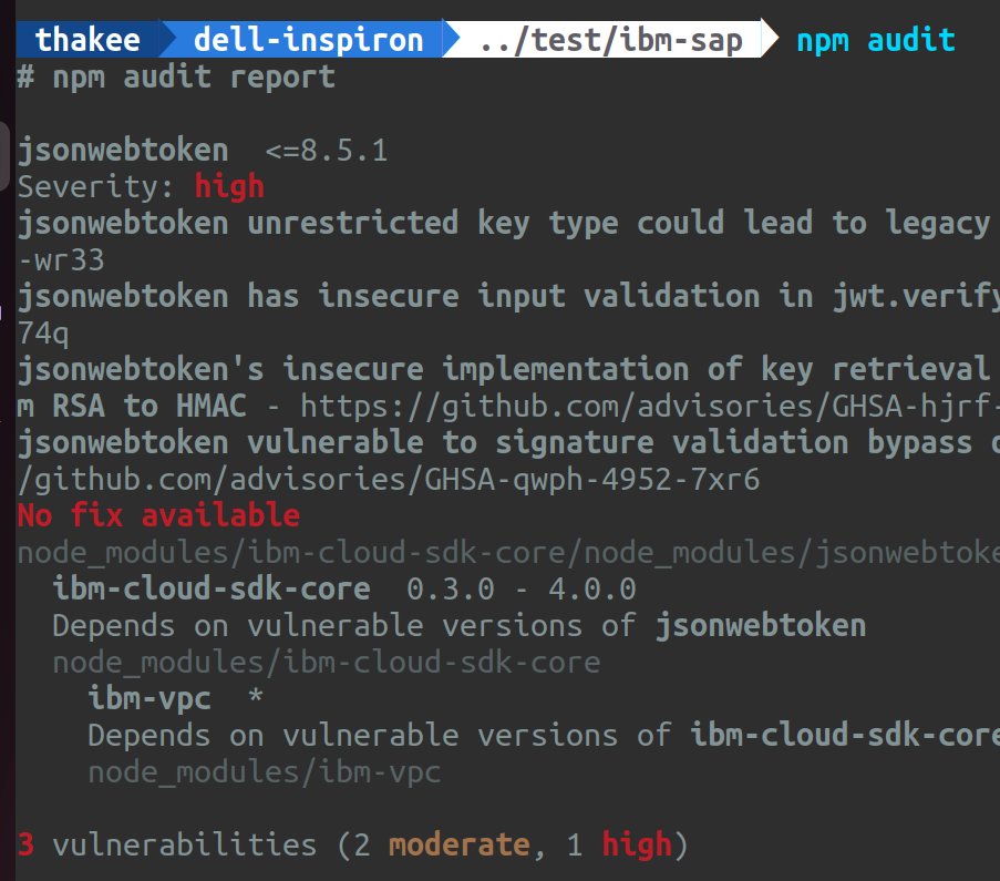 Security Vulnerability In Ibm Cloud Sdk Core Dependency V321 · Issue 28 · Ibmvpc Node Sdk