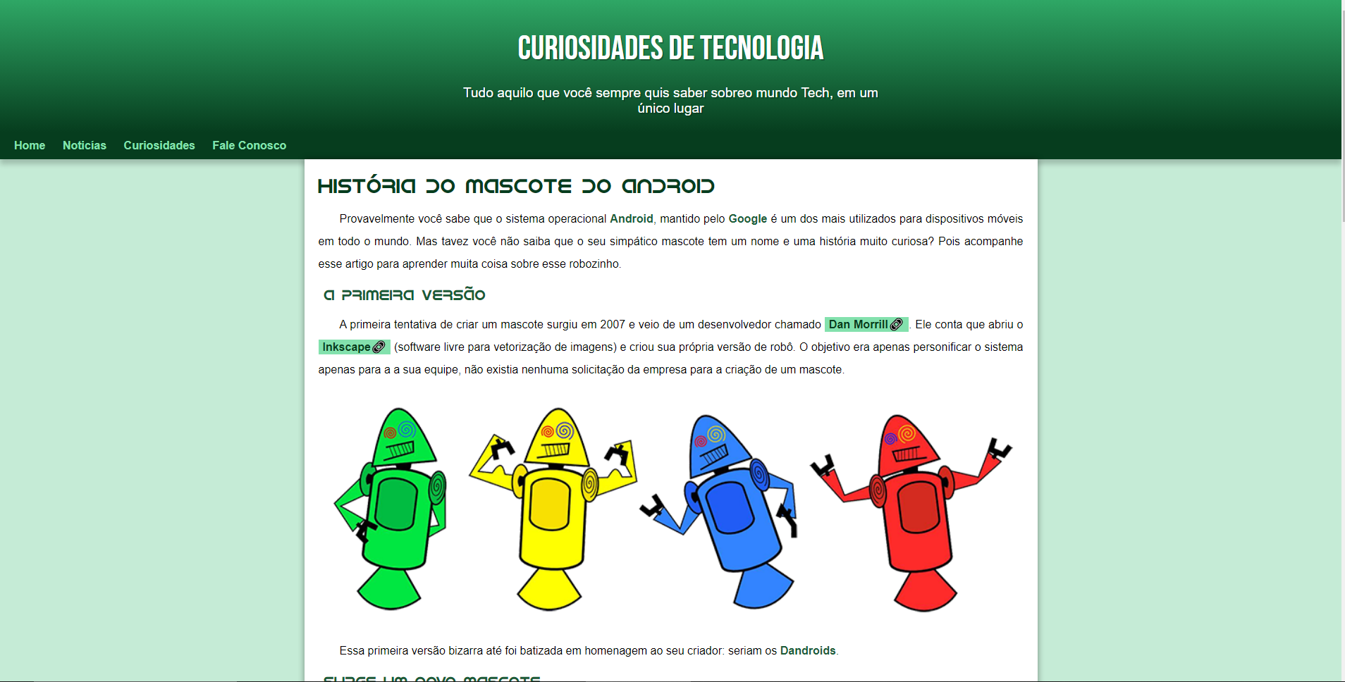 GitHub - zMarcio/Android: Primeiro site desenvolvido com html detalhado, em links, header, nav ...