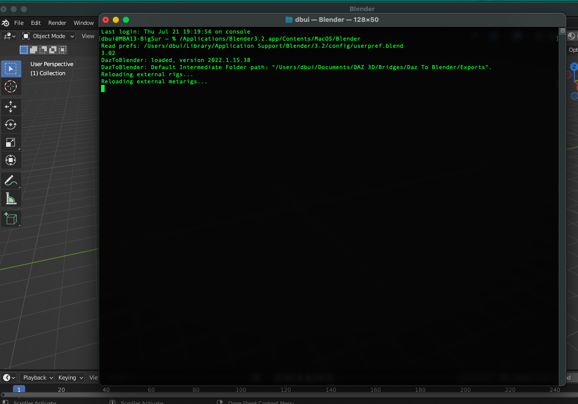 trying to enable DAZ to Blender Mac osx in Blender traceback error ...