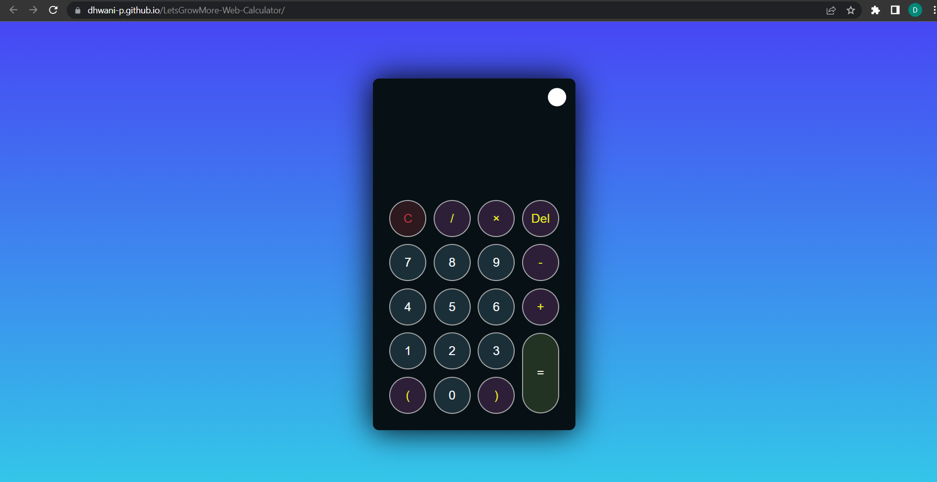 Github Dhwani P Letsgrowmore Web Calculator Calculator