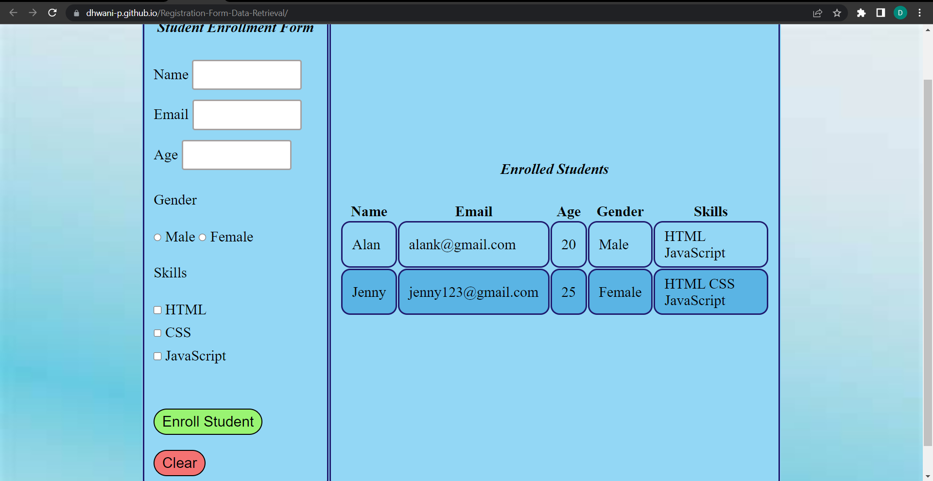 GitHub - dhwani-p/LetsGrowMore-Web-Registration-Form-Data-Retrieval: Displaying of Data on the ...