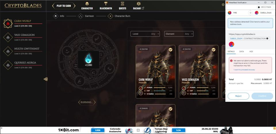 [BUG] - Cannot Burn Characters Due to Presence of IGO SKILL · Issue #1520 · CryptoBlades ...