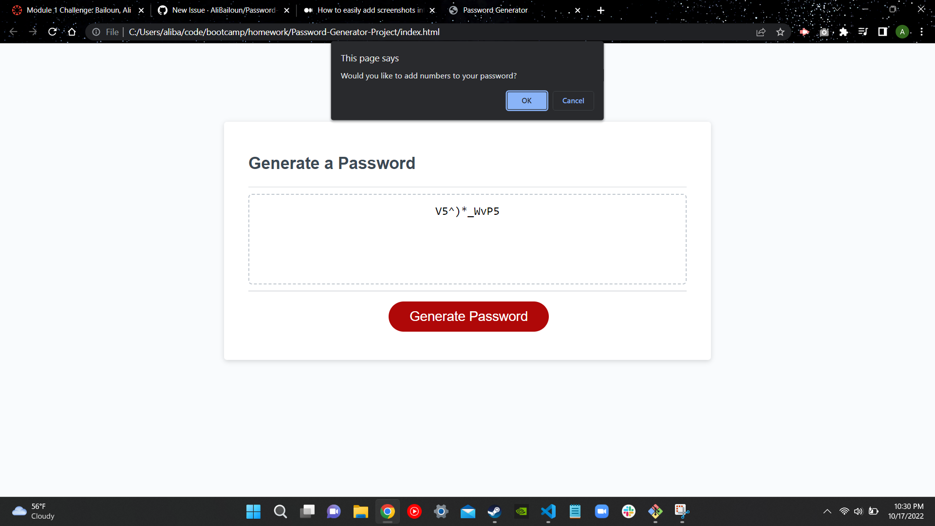 GitHub - AliBailoun/Password-Generator-Project