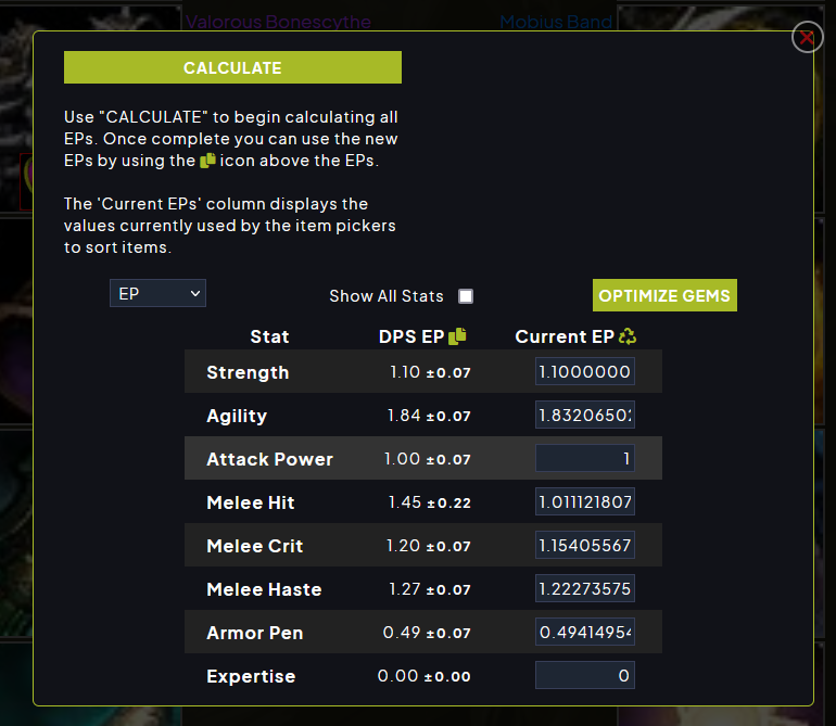 Bugged Assa rogue Melee Hit EP value · Issue #1328 · wowsims/wotlk · GitHub