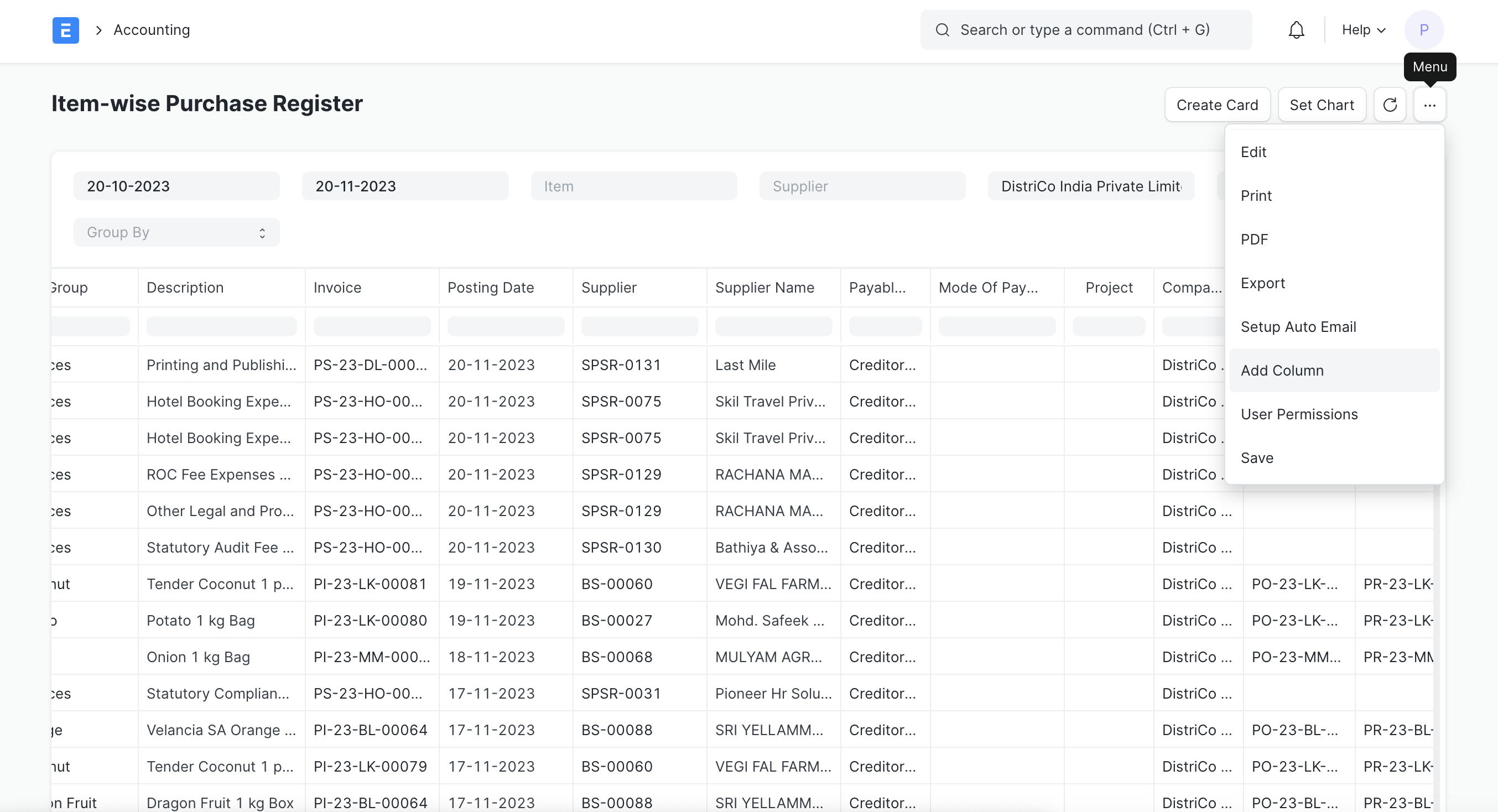 Need options to add item table details in standard report · Issue ...