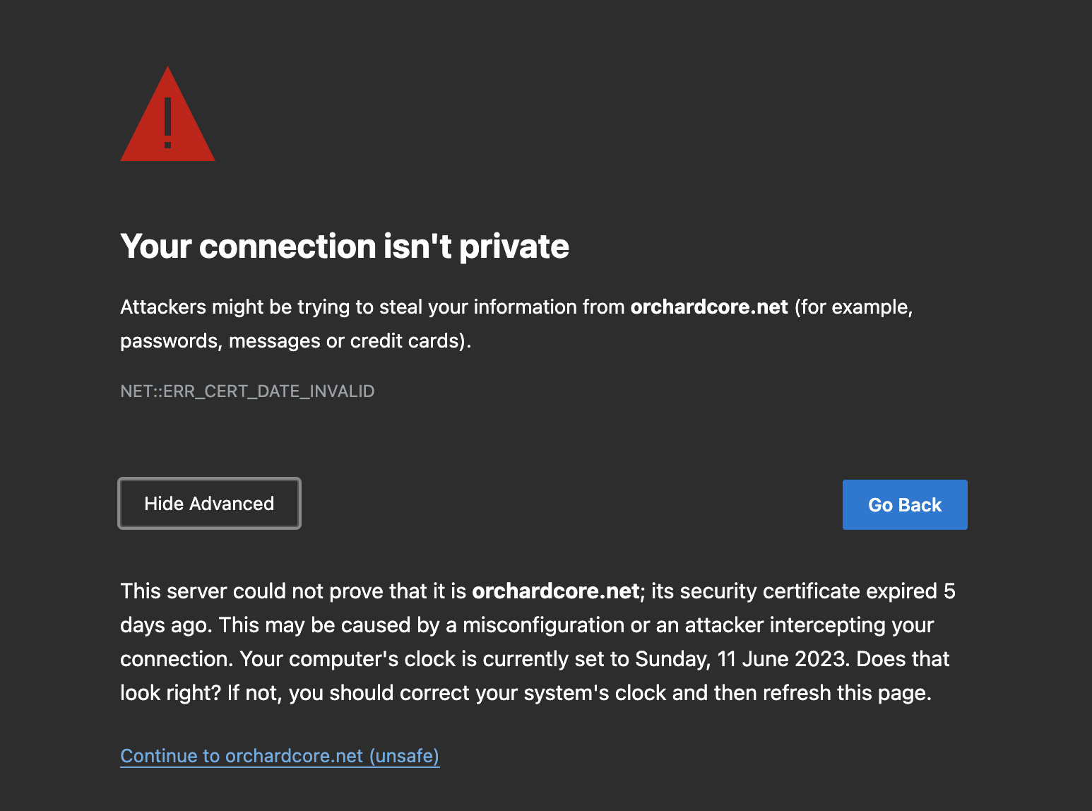 orchardcore.net SSL certificate has expired · Issue #13836 · OrchardCMS/OrchardCore · GitHub