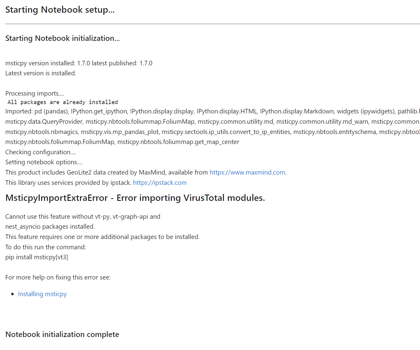 MsticpyImportExtraError - Error importing VirusTotal modules. · Issue ...