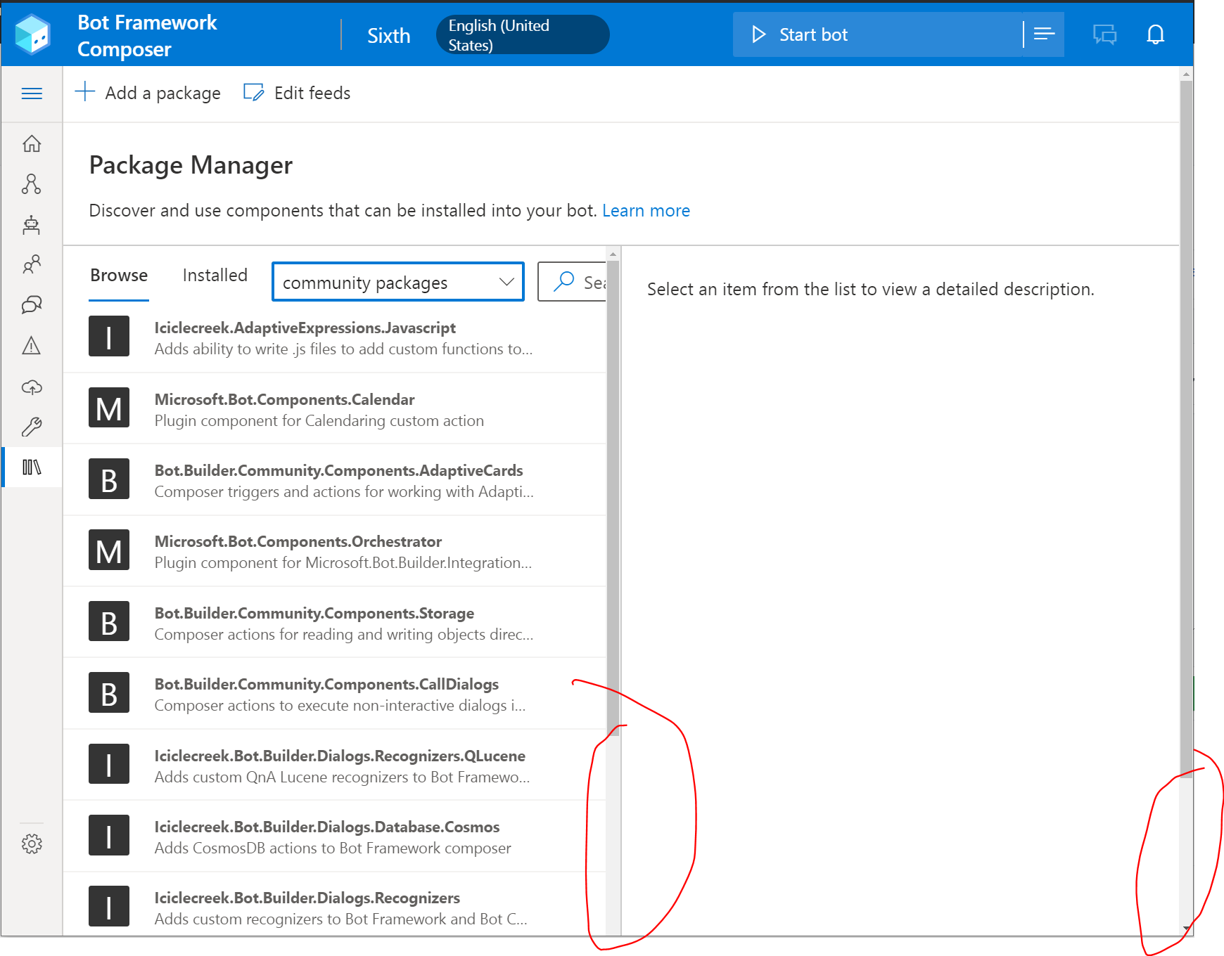 Package Manager - dueling scrollbars · Issue #6634 · microsoft/BotFramework-Composer · GitHub