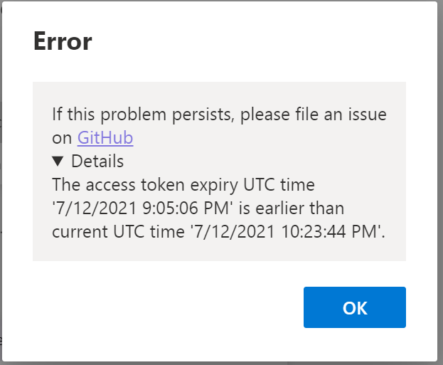 Access token expiry error message · Issue #8367 · microsoft/BotFramework-Composer · GitHub