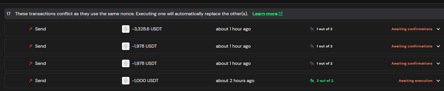 [Arb] Executed transaction on-chain still shows in the pending transaction and newly created ...