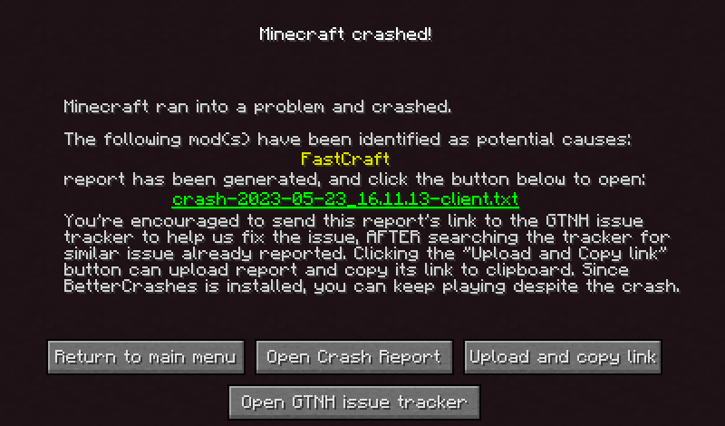 Minecraft crashed! Fastcraft · Issue #13553 · GTNewHorizons/GT-New-Horizons-Modpack · GitHub