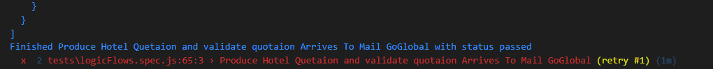 Test pass (in terminal) but playwright reruns it again and in report ... Test pass (in terminal) but playwright reruns it again and in report ...