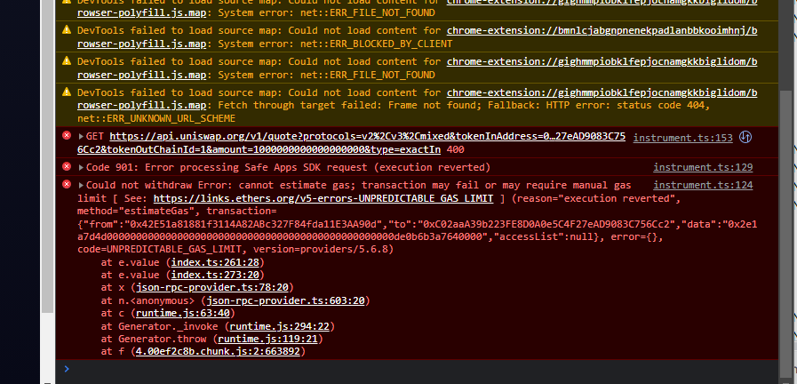 Can't unwrap WETH using Uniswap safe app · Issue #89 · 5afe/safe-support · GitHub