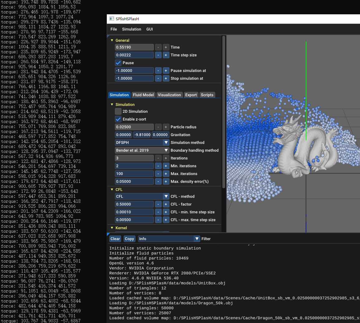 Get force and torque applied to rigid body by fluid · InteractiveComputerGraphics SPlisHSPlasH ...