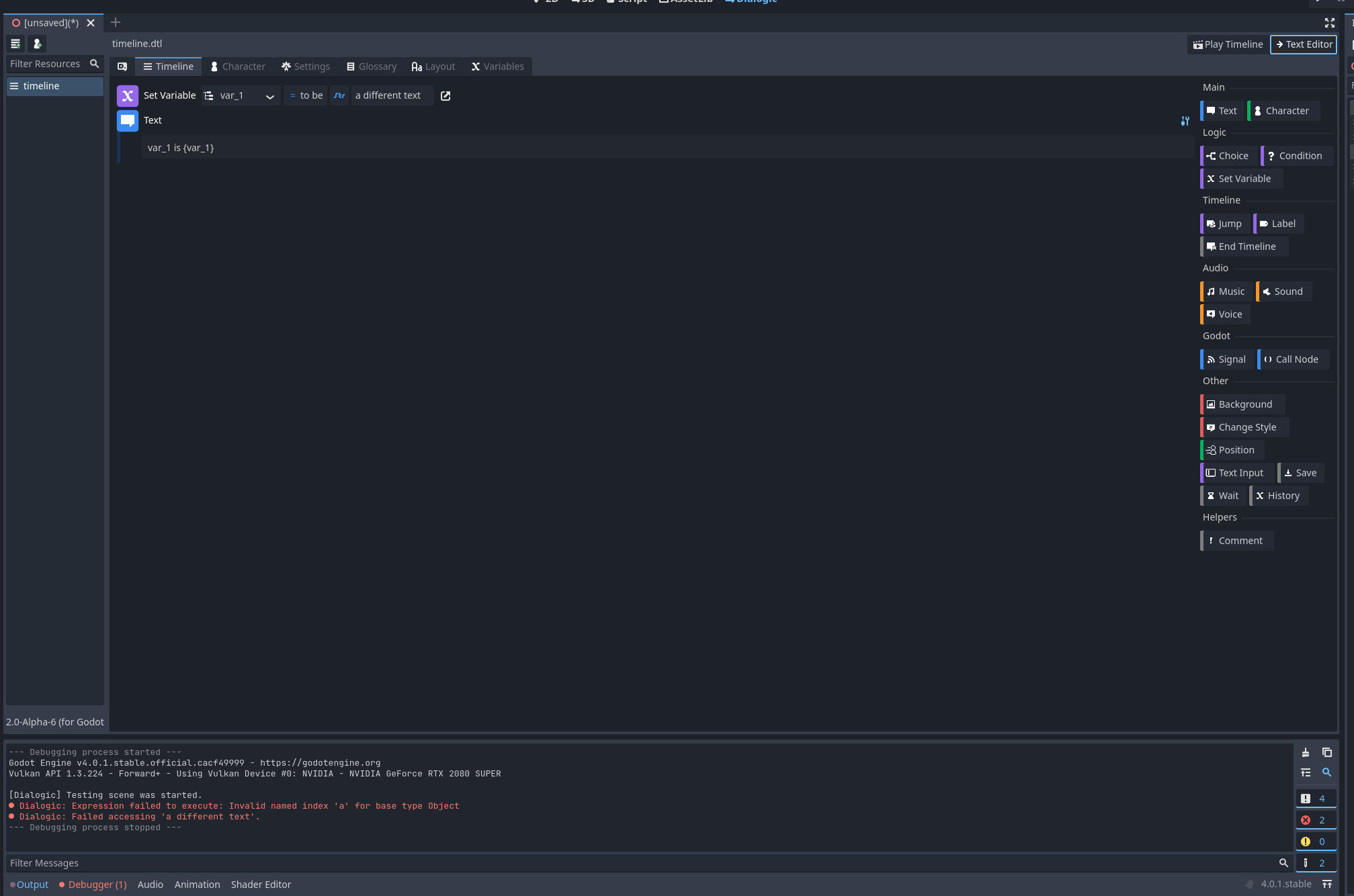 Set Variable Doesnt Work · Issue #1499 · dialogic-godot/dialogic · GitHub