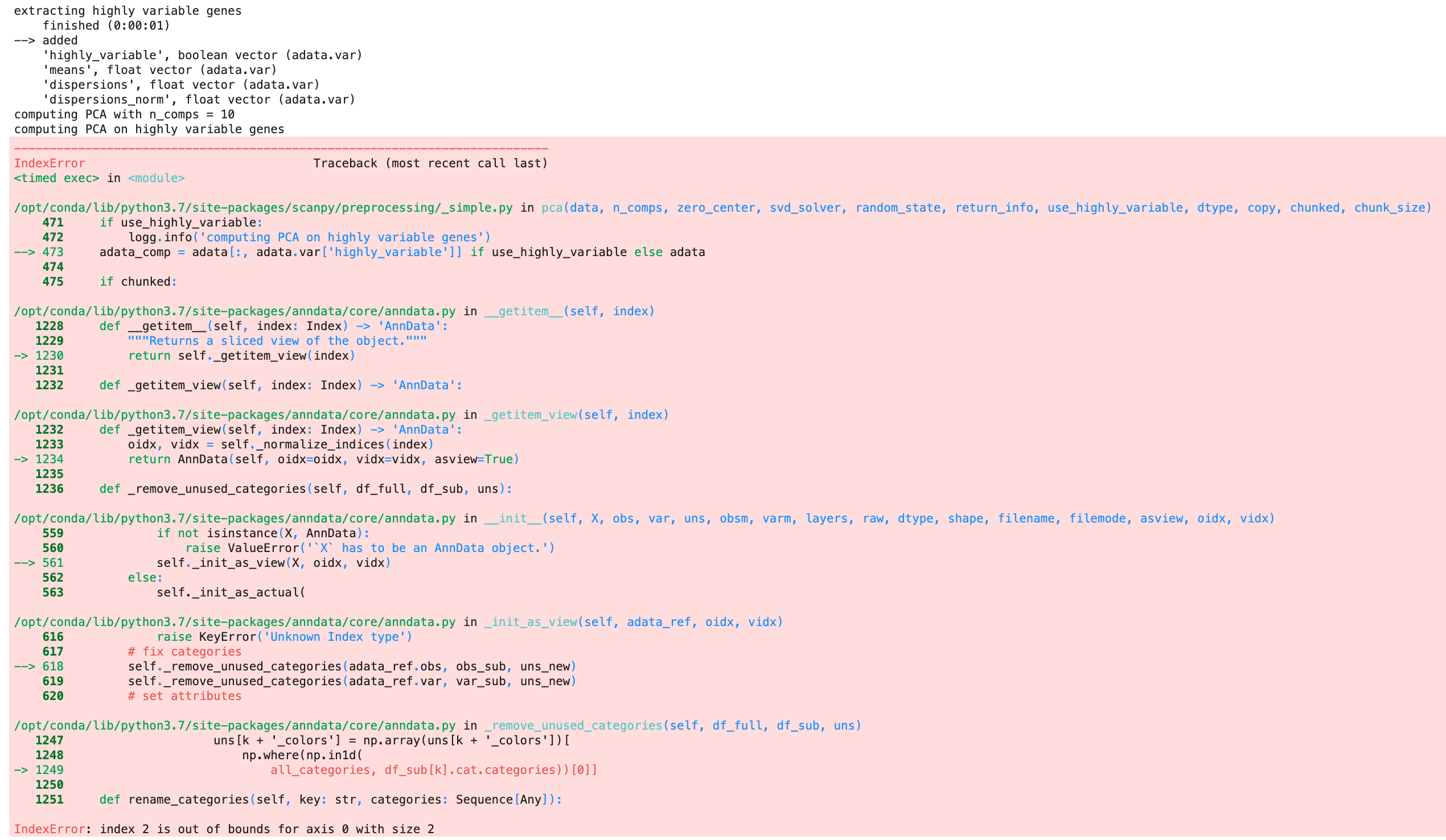 AnnData exception in sc.pp.pca · Issue #257 · scverse/anndata · GitHub