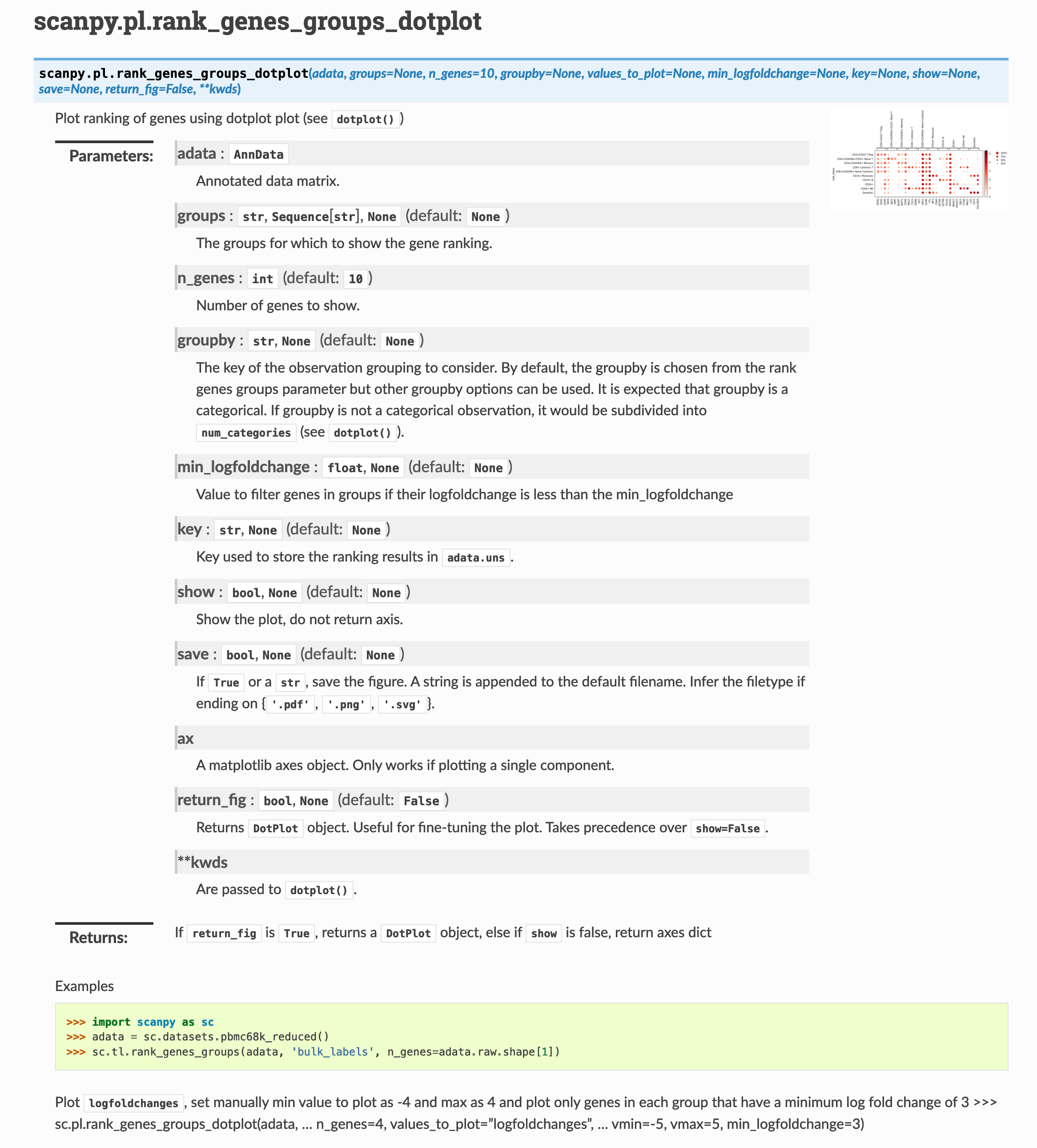 values_to_plot argument of rank_genes_groups_dotplot is not shown in the documentation · Issue ...