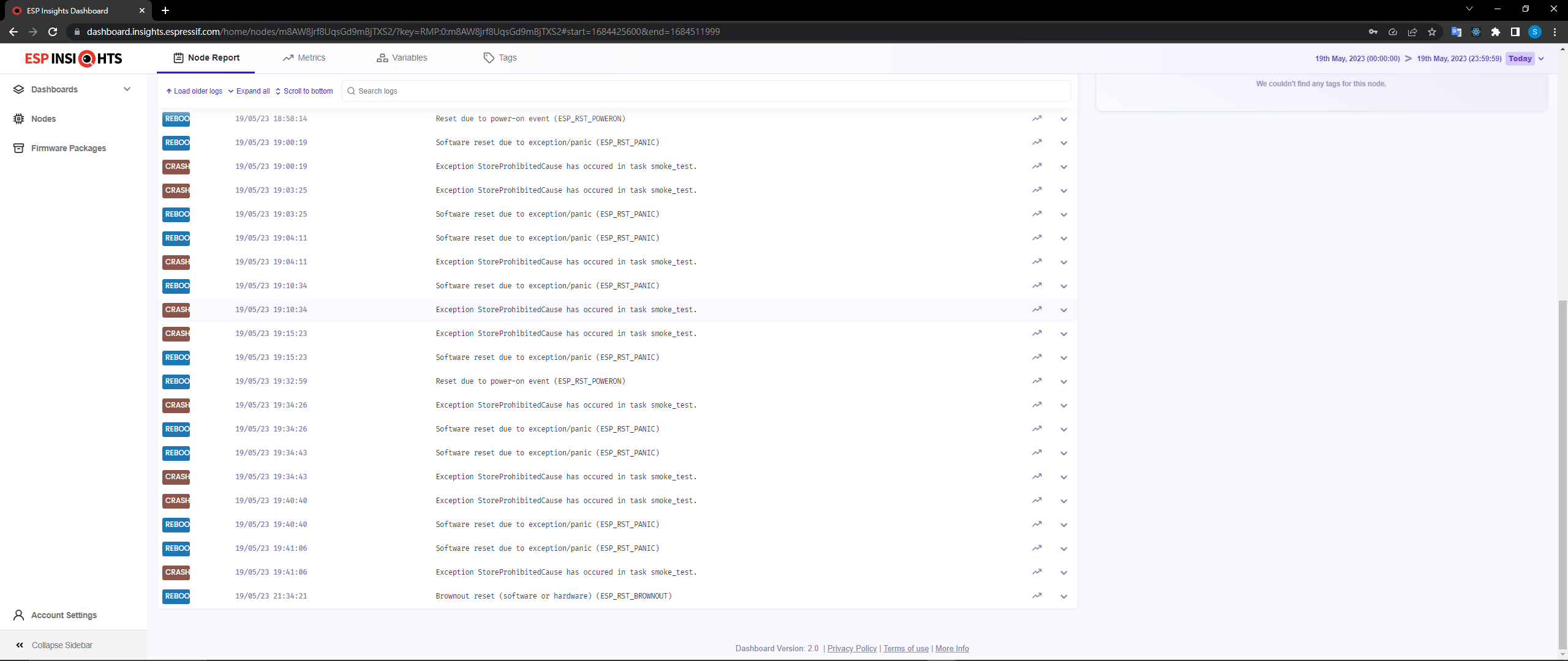 Esp Insights Mqtt Case No Error Warning And Event Logs In Dashboard · Issue 25
