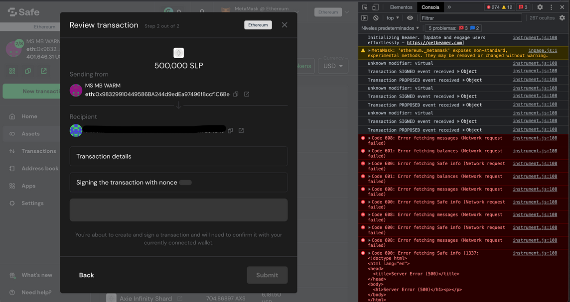ETH Mainnet - Cannot propose a new transaction to send SLP tokens · Issue #158 · 5afe/safe ...