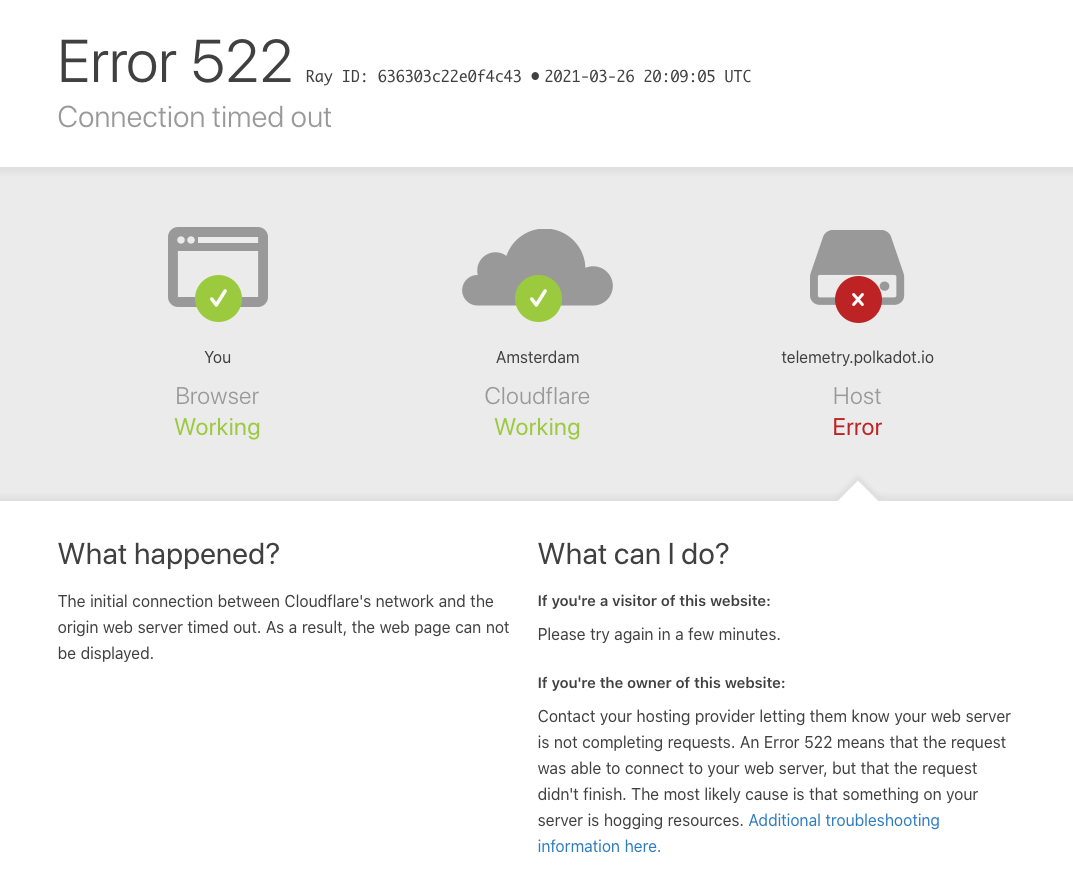repeatedly getting 522 errors through cloudflare. · Issue #328 · paritytech/substrate-telemetry ...