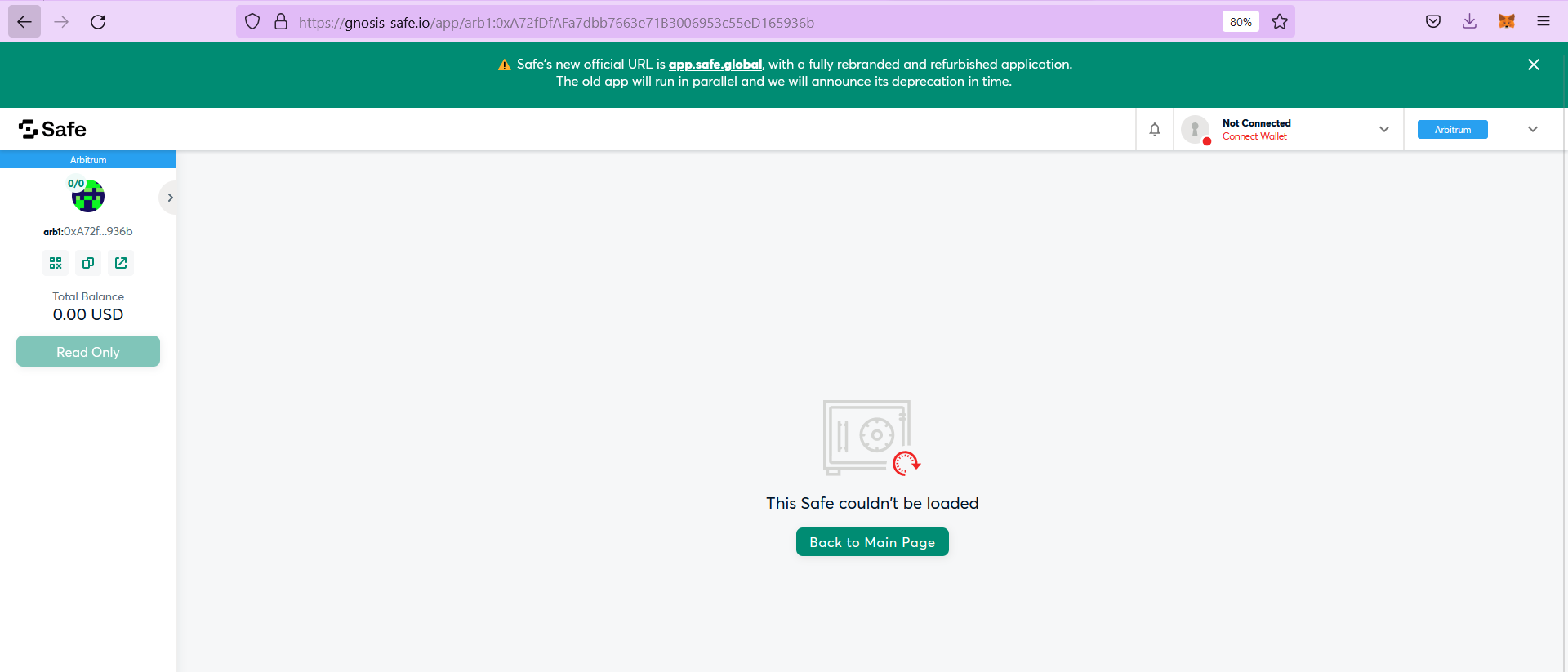 [Arbitrum] Safe could not be loaded · Issue #101 · 5afe/safe-support · GitHub