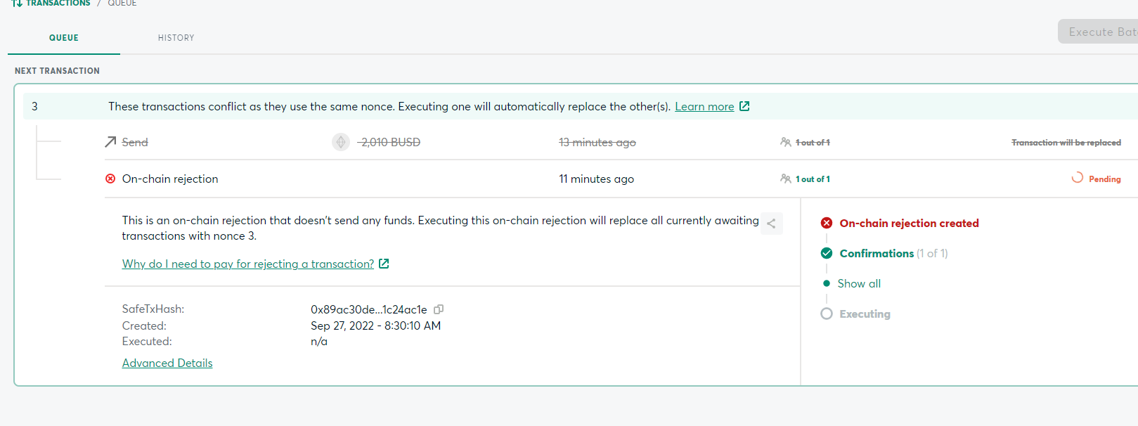 [BSC chain]Transaction does not post in Transaction Queue after submitting/signing · Issue #15 ...