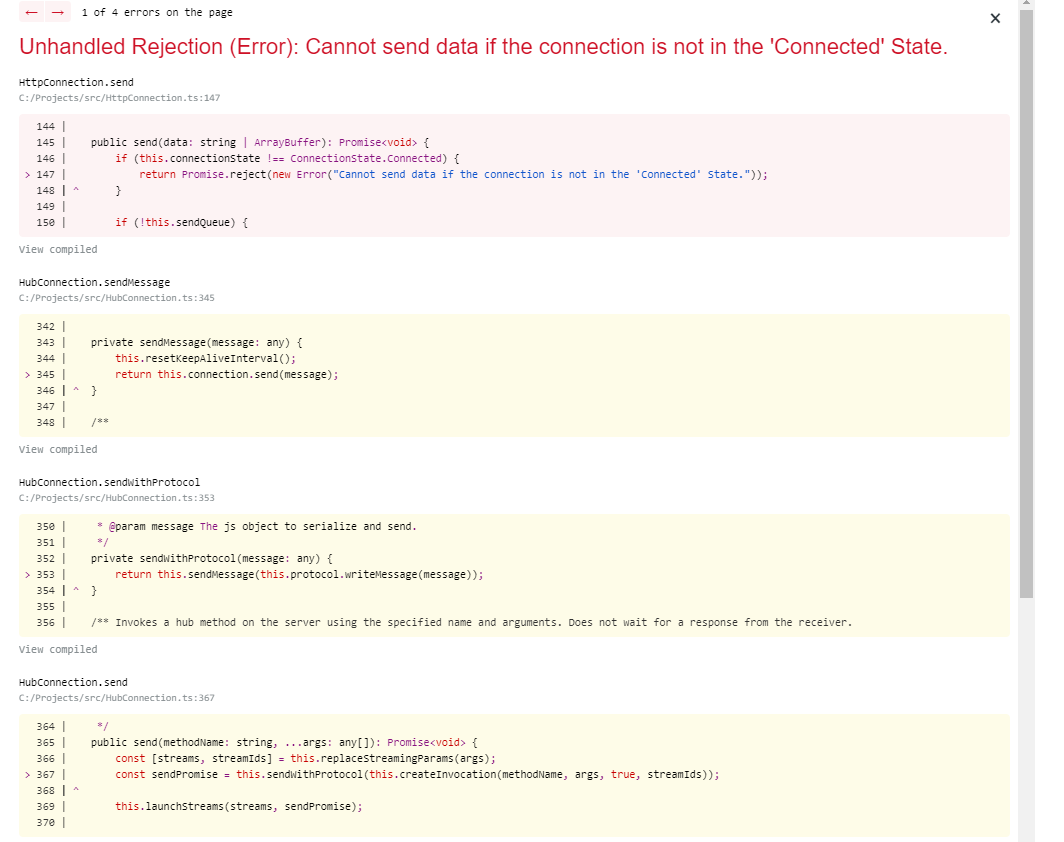 Unhandled: Cannot send data if the connection is not in the 'connected' state · Issue #220 ...