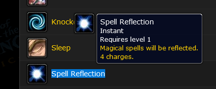Bloodwarder Protector Spell Reflection doesnt deplete charges when ...