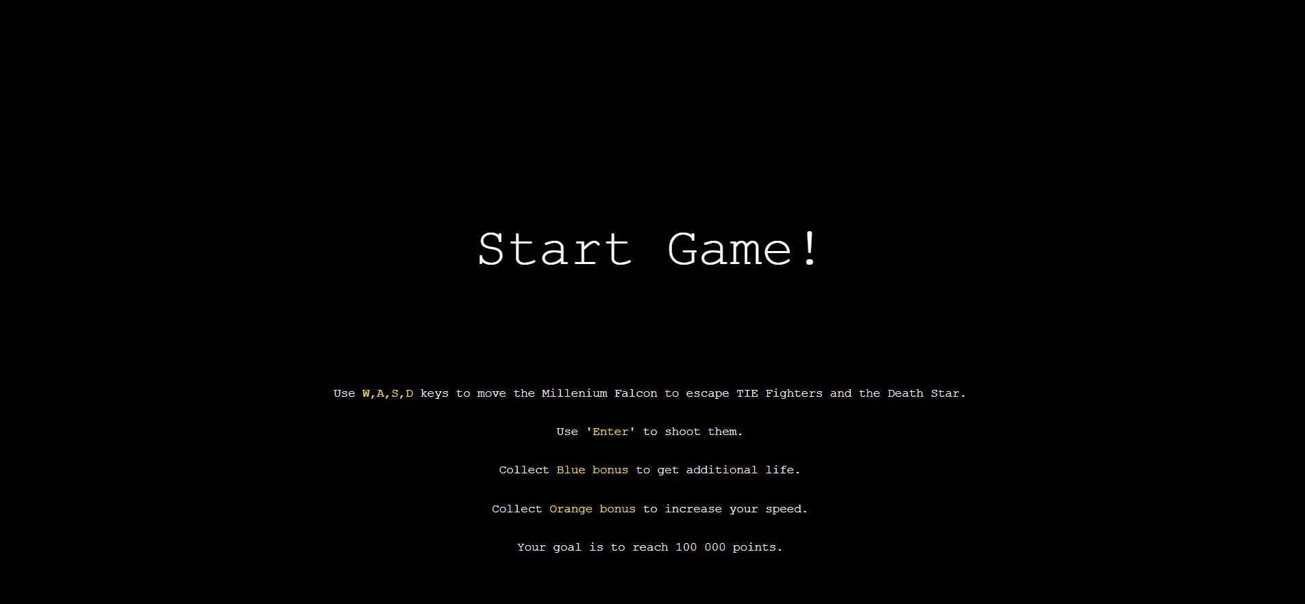 GitHub - AntonovAtanas/Star-Wars-Browser-Game: Star wars side scrolling game - Millenium Falcon ...