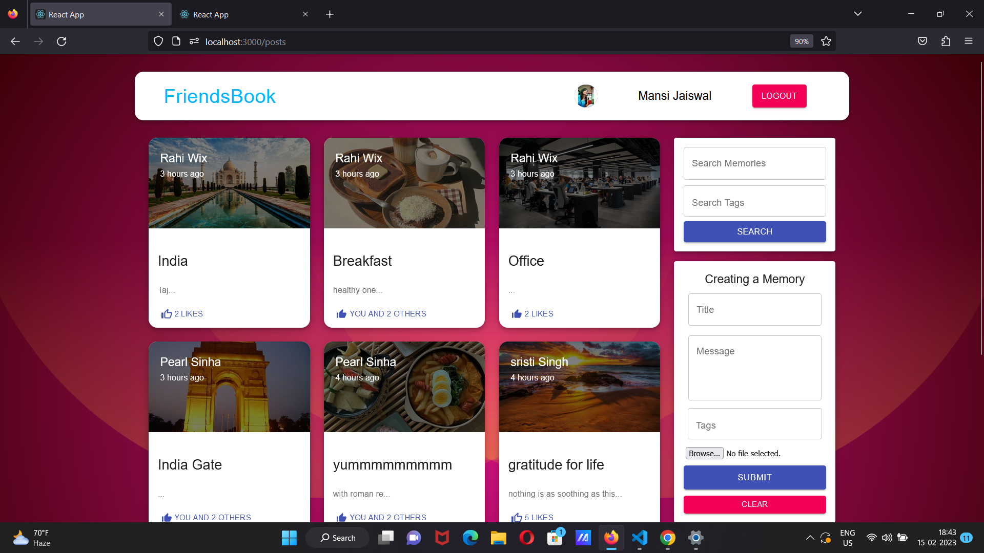 GitHub - mansijaiswal9809/mern-project: Full stack social media app ...