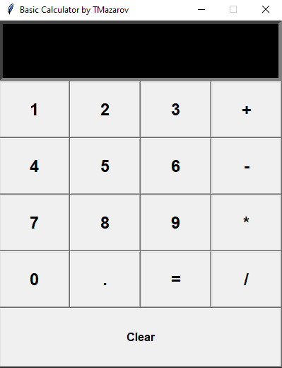 GitHub - TMazarov/Basic-Calculator: This is basic calculator made in Python using Tkinter