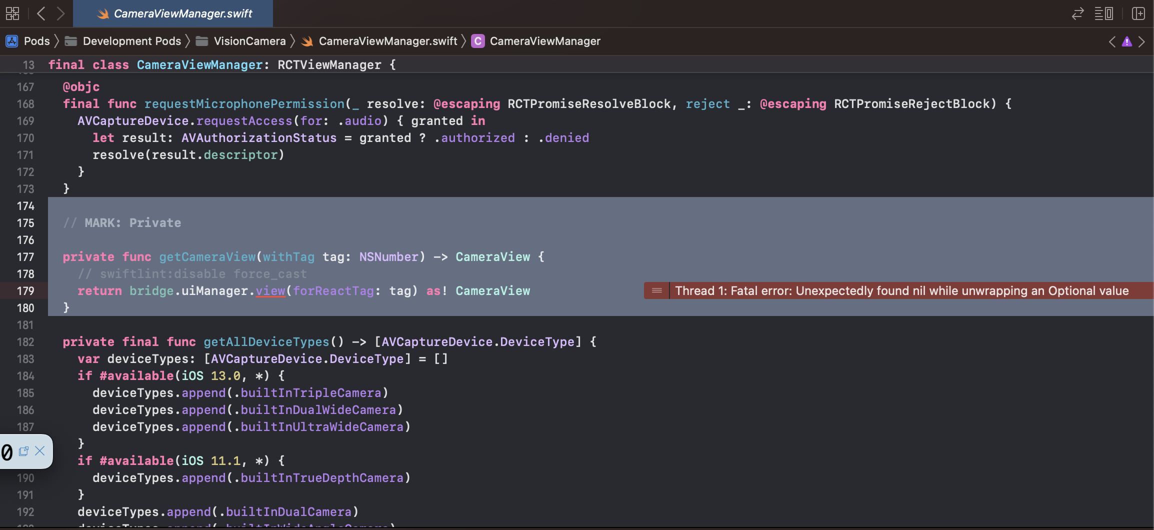 🐛 Crashing on fast start / stopRecording calls - Unexpectedly found nil while unwrapping an ...