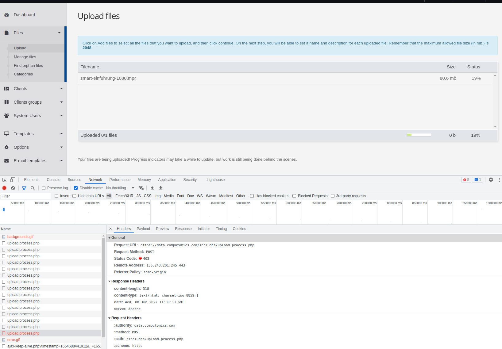 File Upload Error · Issue 1107 · Projectsendprojectsend · Github 5415