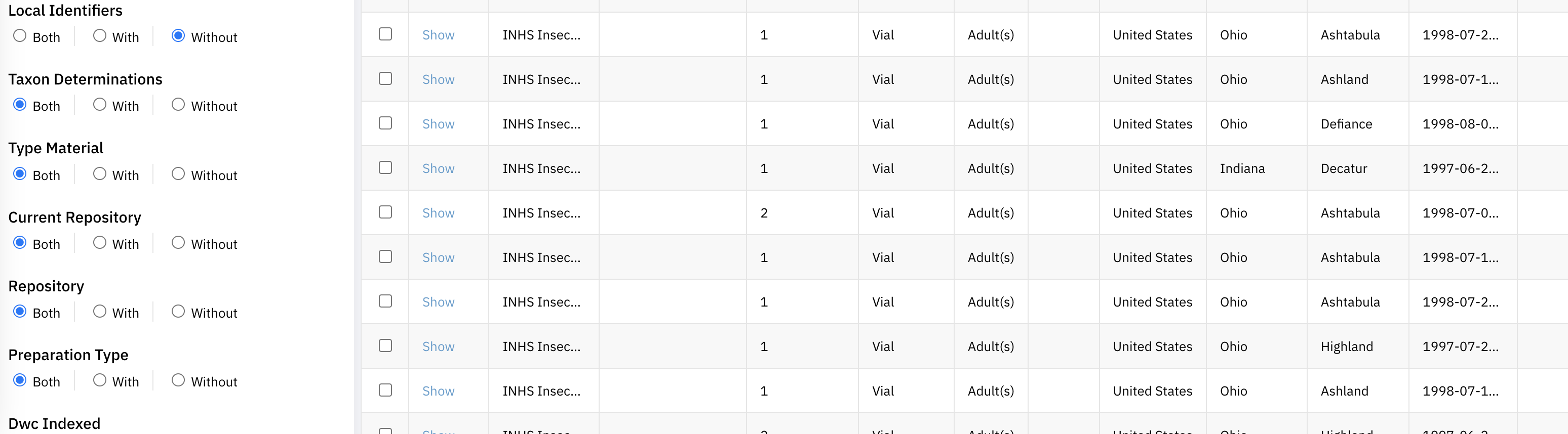 [Bug]: Filter COs - Filter "without" Local Identifiers returns all COs ...