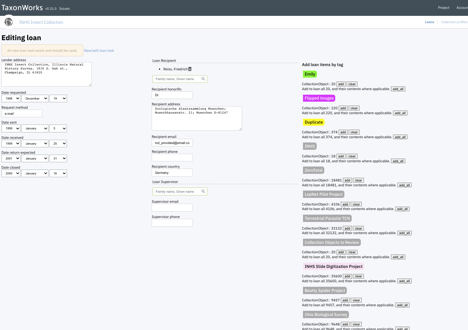 Both loan edit buttons should take you to "New/Edit Loan" task · Issue #3330 · SpeciesFileGroup ...