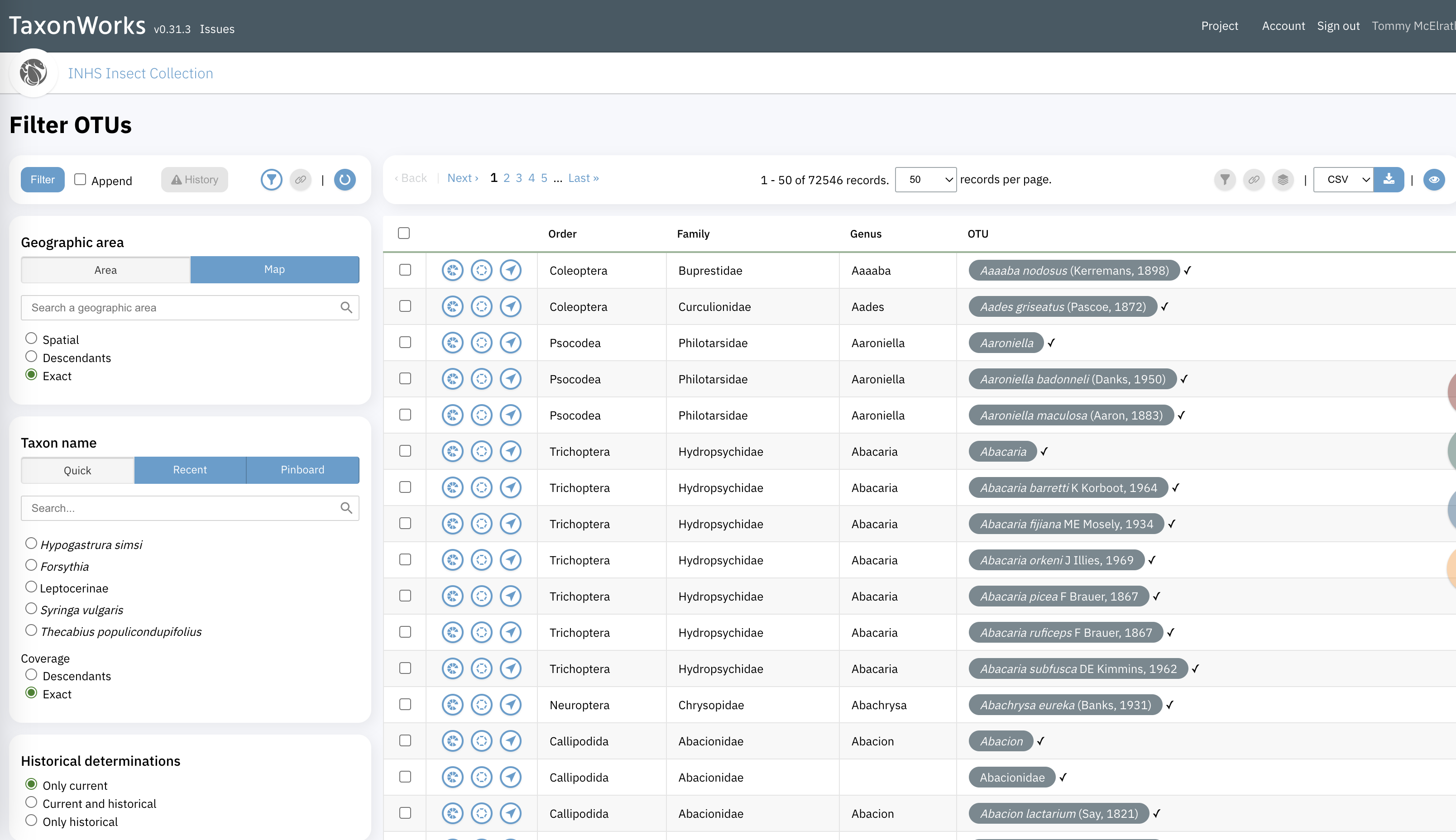 [Bug]: Filter OTUs - filter by "with/without associated Taxon Name ...