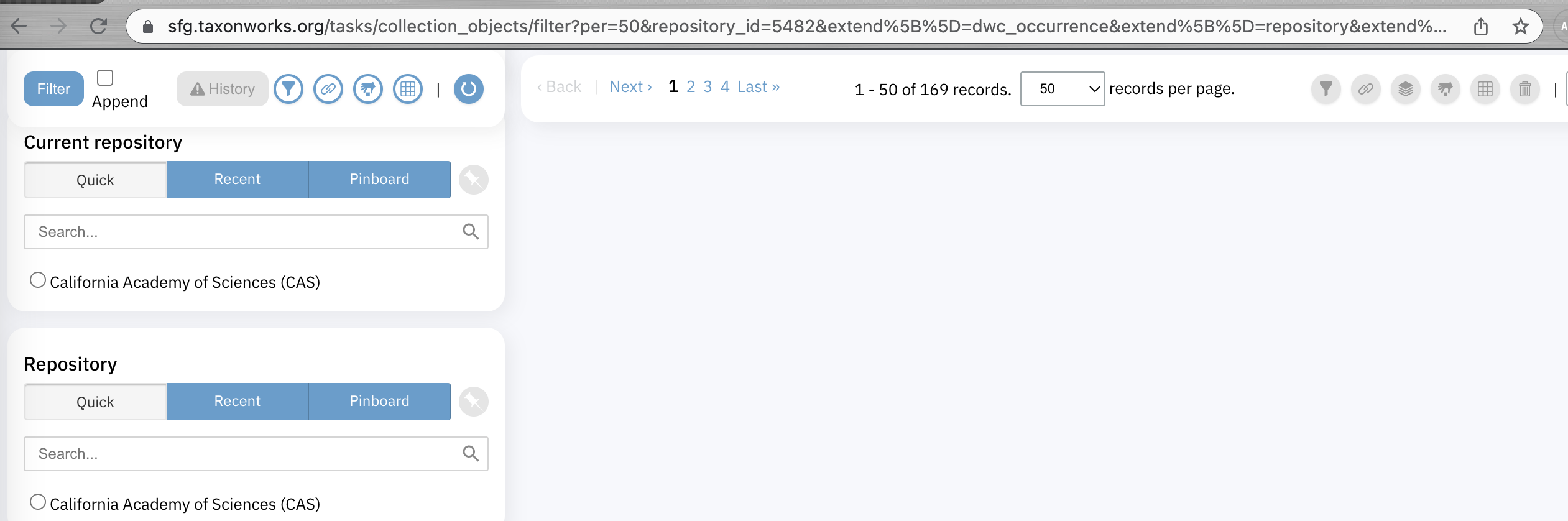 Bug Repository Selection Does Not Appear In Filter Collection Objects · Issue 3430