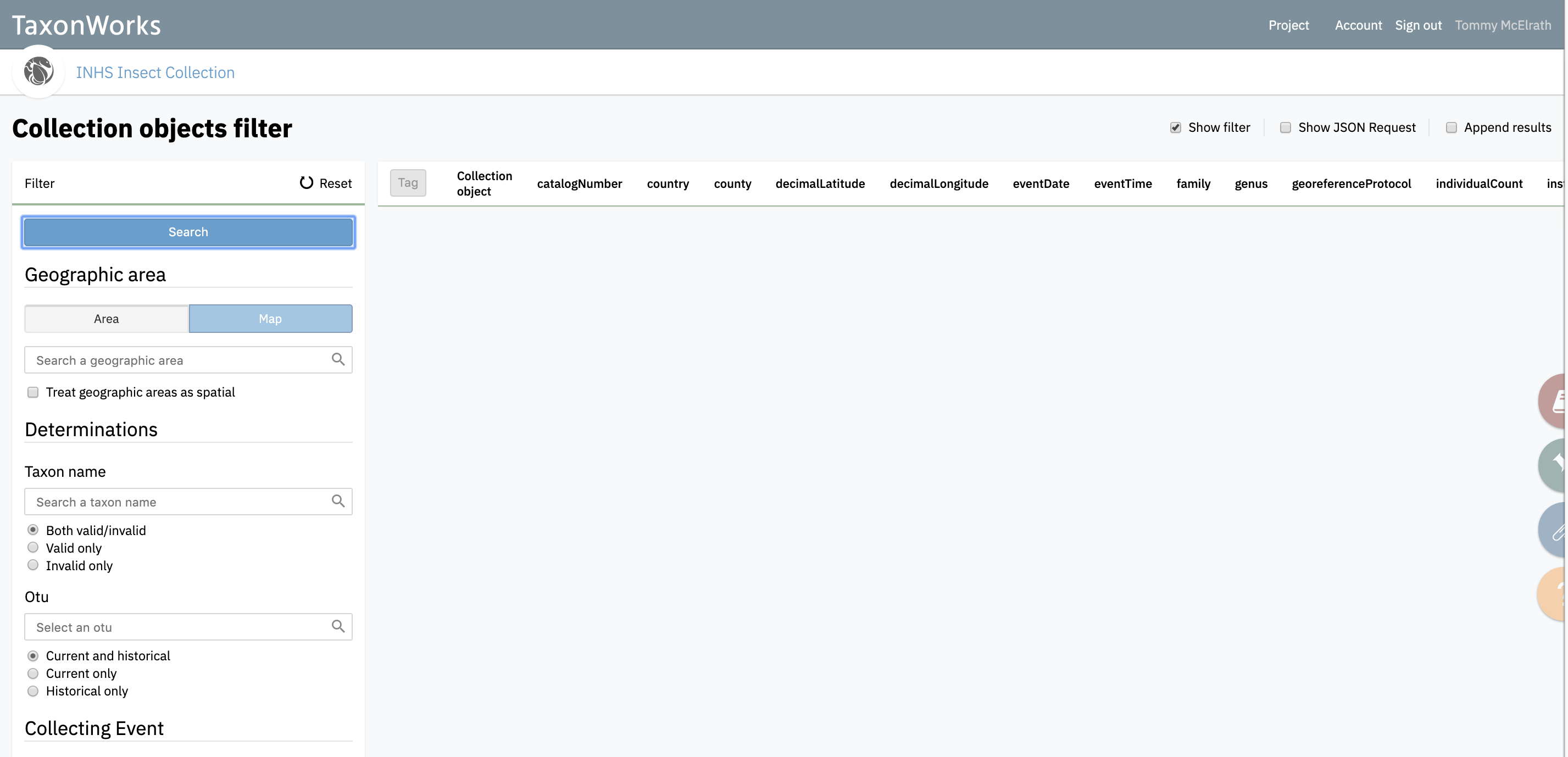 Collection object filter - searching by tags broken · Issue #1306 · SpeciesFileGroup/taxonworks ...