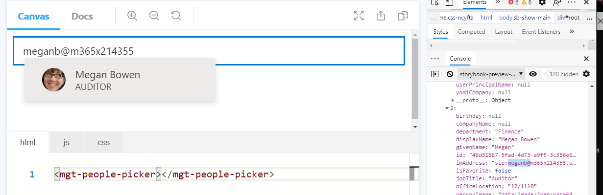 [BUG] Unable to search user when email is entered instead of name in mgt-people-picker · Issue ...