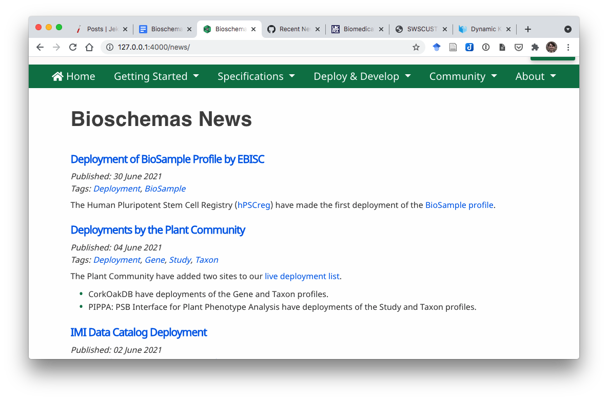 Recent News Feed · Issue #513 · BioSchemas/specifications · GitHub