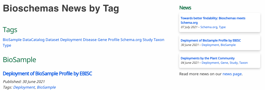 Recent News Feed · Issue #513 · BioSchemas/specifications · GitHub