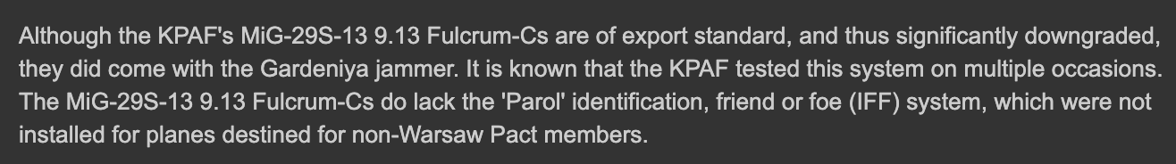 Add North Korean MiG-29S-13 Fulcrum-C x3 · Issue #3528 · PygmalionOfCyprus/cmo-db-requests · GitHub