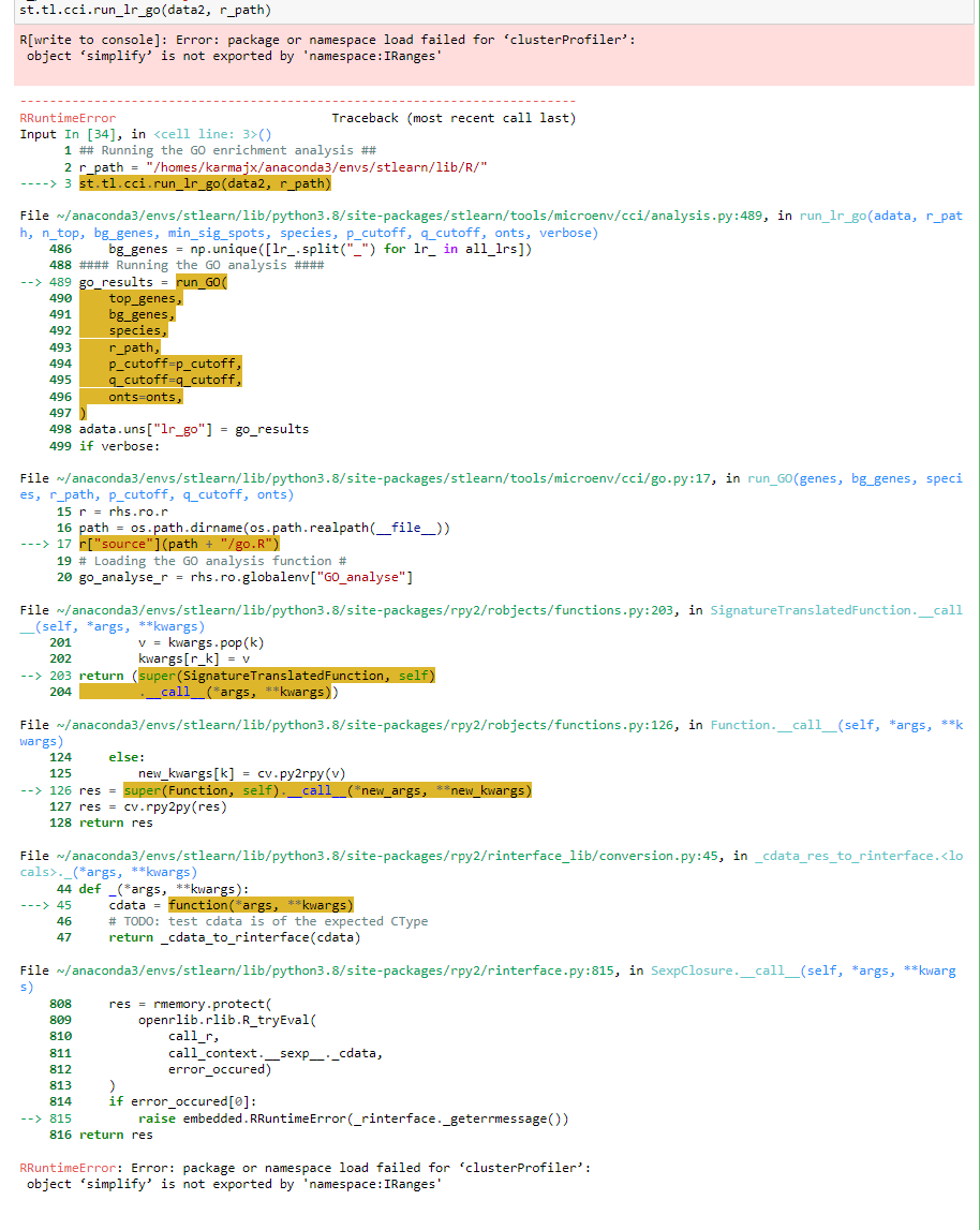 Problem with GO enrichment analysis · Issue #192 · BiomedicalMachineLearning/stLearn · GitHub