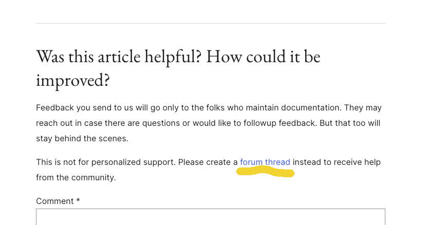 Link to forums on article feedback form is wrong · Issue #45 · WordPress/wporg-documentation ...