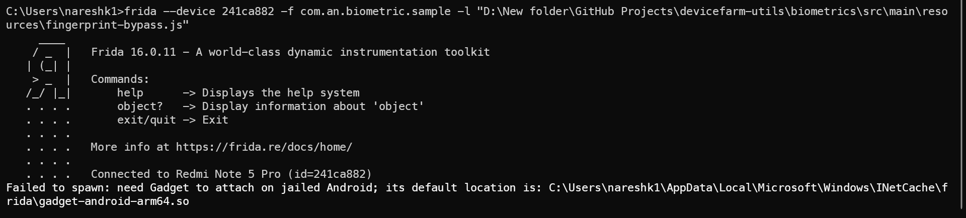 Failed To Spawn Unable To Find Process With Name Comanbiometricsample · Issue 2287