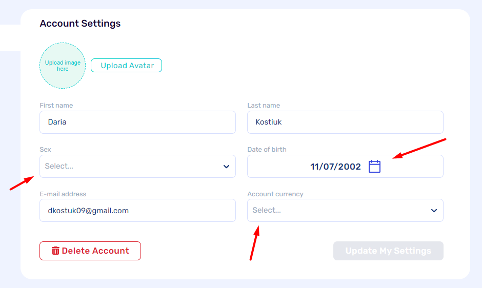 Add popup message which informs about successful account settings update · Issue #589 ...