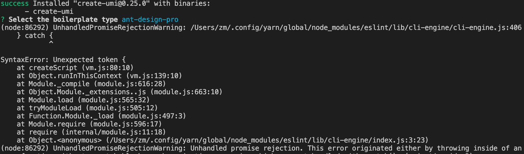 安装的时候报错 · Issue #7481 · ant-design/ant-design-pro · GitHub