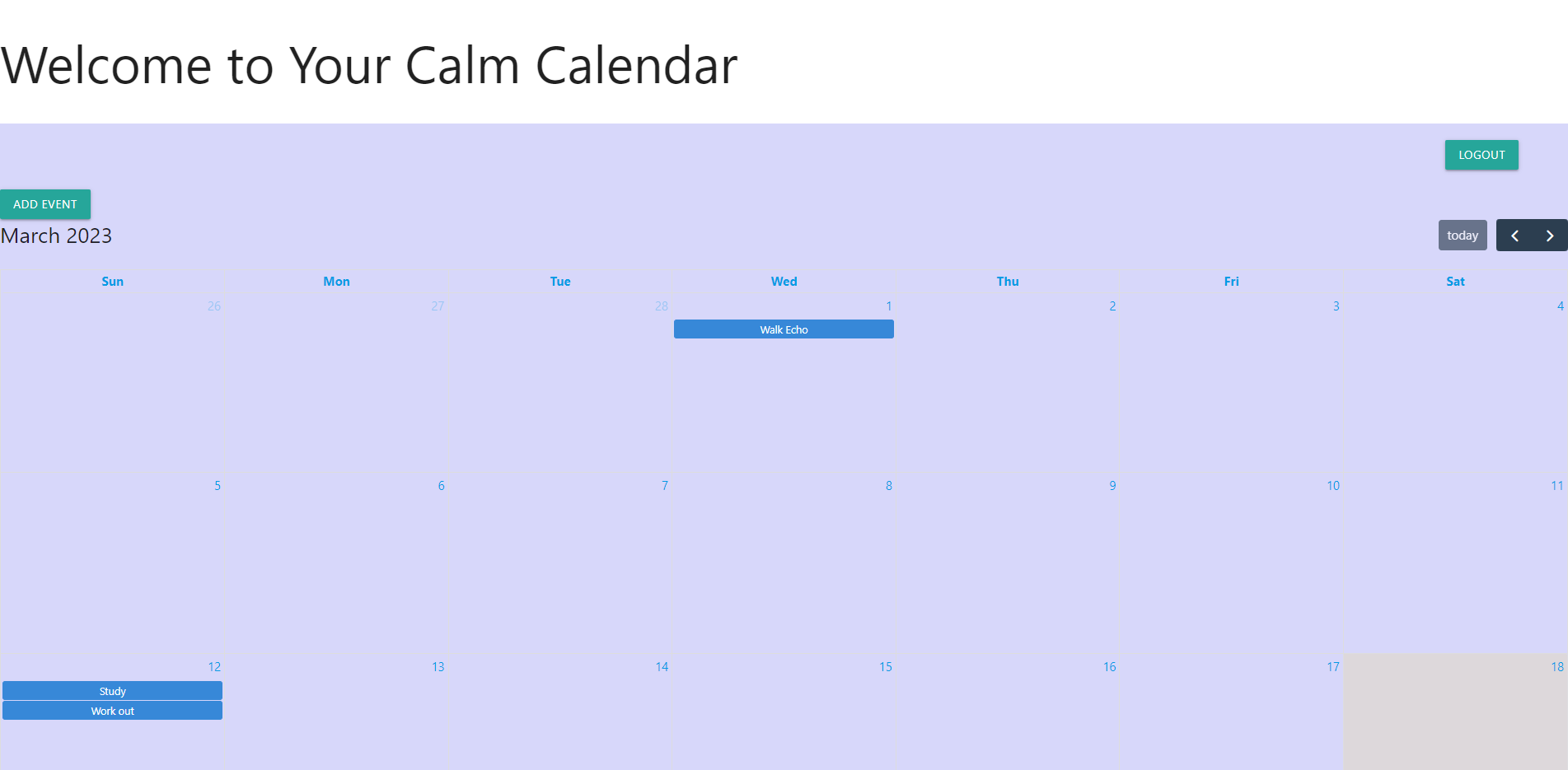 GitHub - mtstall/calm-calendar-app