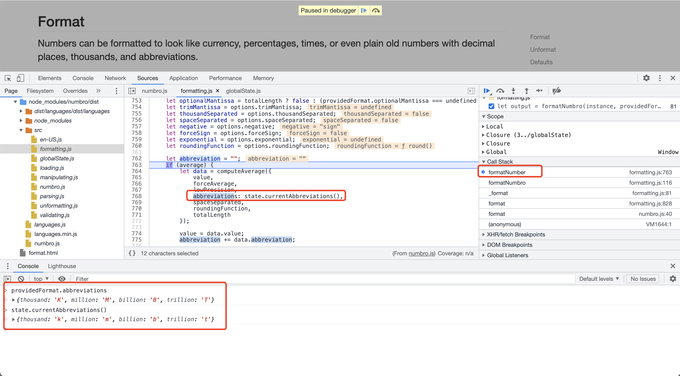 Format with abbreviations not work · Issue #675 · BenjaminVanRyseghem/numbro · GitHub